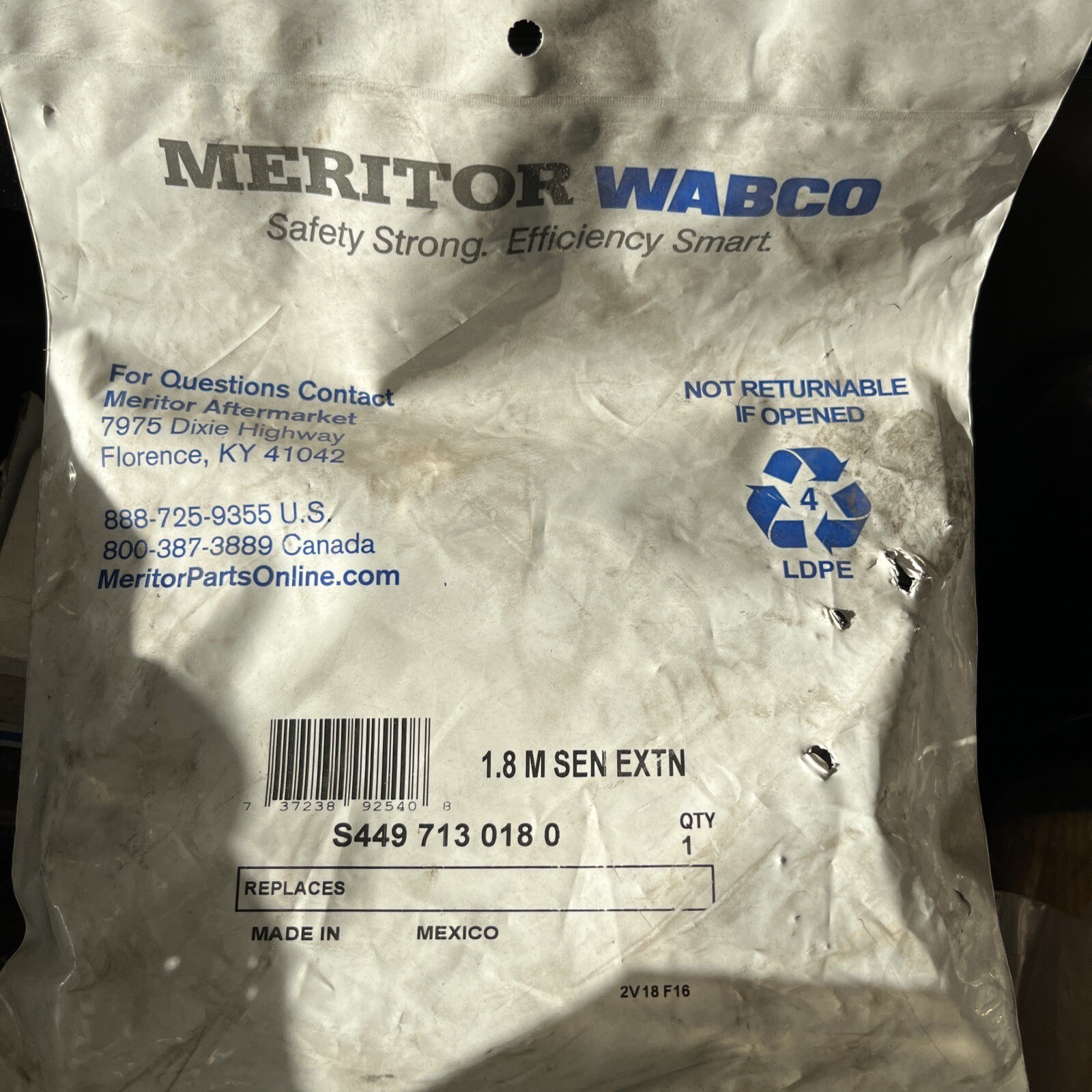 Meritor WABCO 4497130180 ABS Sensor Extension Cable 1.8 M for sale ...