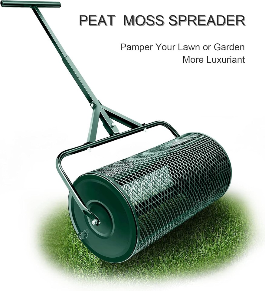 Compost Spreader for Lawn, 22.8~30.7" Adjustable Handle 24" Peat Moss ...