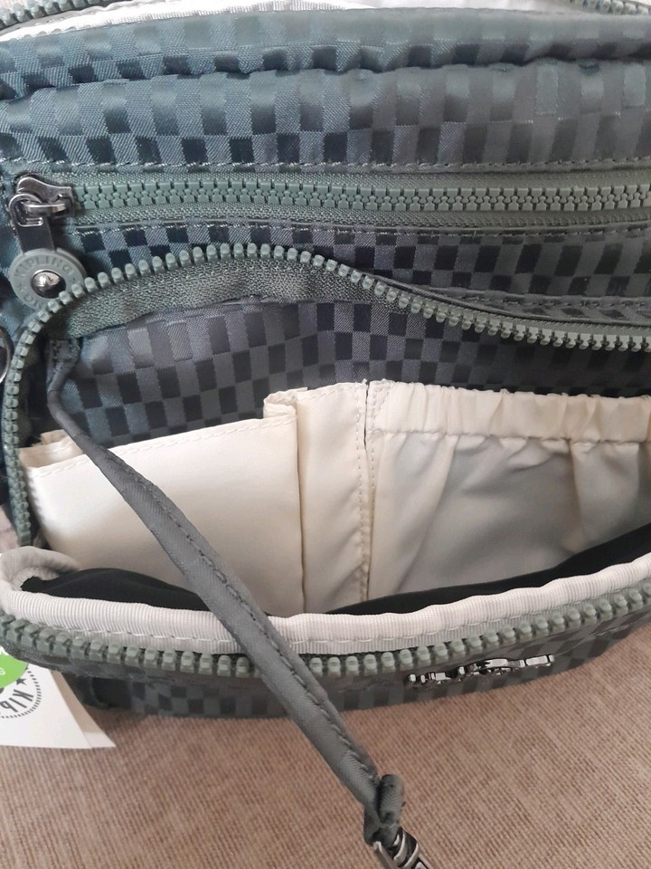 KIPLING DONAVER CLASSICS MEDIUM ZIP TOP CROSSBODY BAG CHECK JQ GREEN ...
