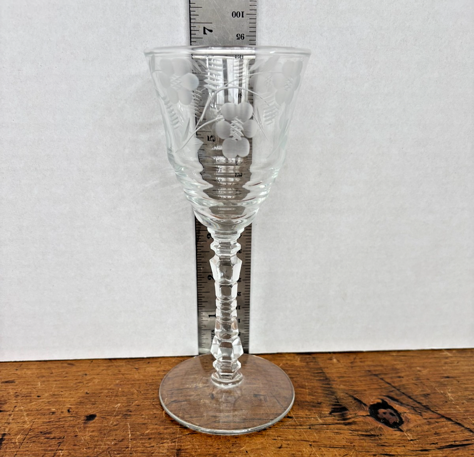 3 Pc. Vtg Libbey Rock Sharpe Halifax Cordial Aperitif Goblet Floral ...