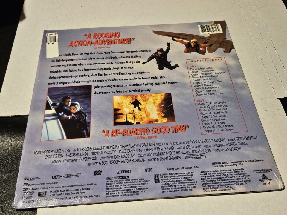 Terminal Velocity (Laserdisc, 1995) Charlie Sheen - Preloved - FREE ...