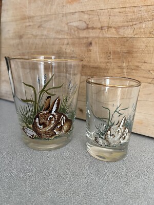 Vintage West Virginia Glass Co Wild Life Barware Rabbits Whiskey ...