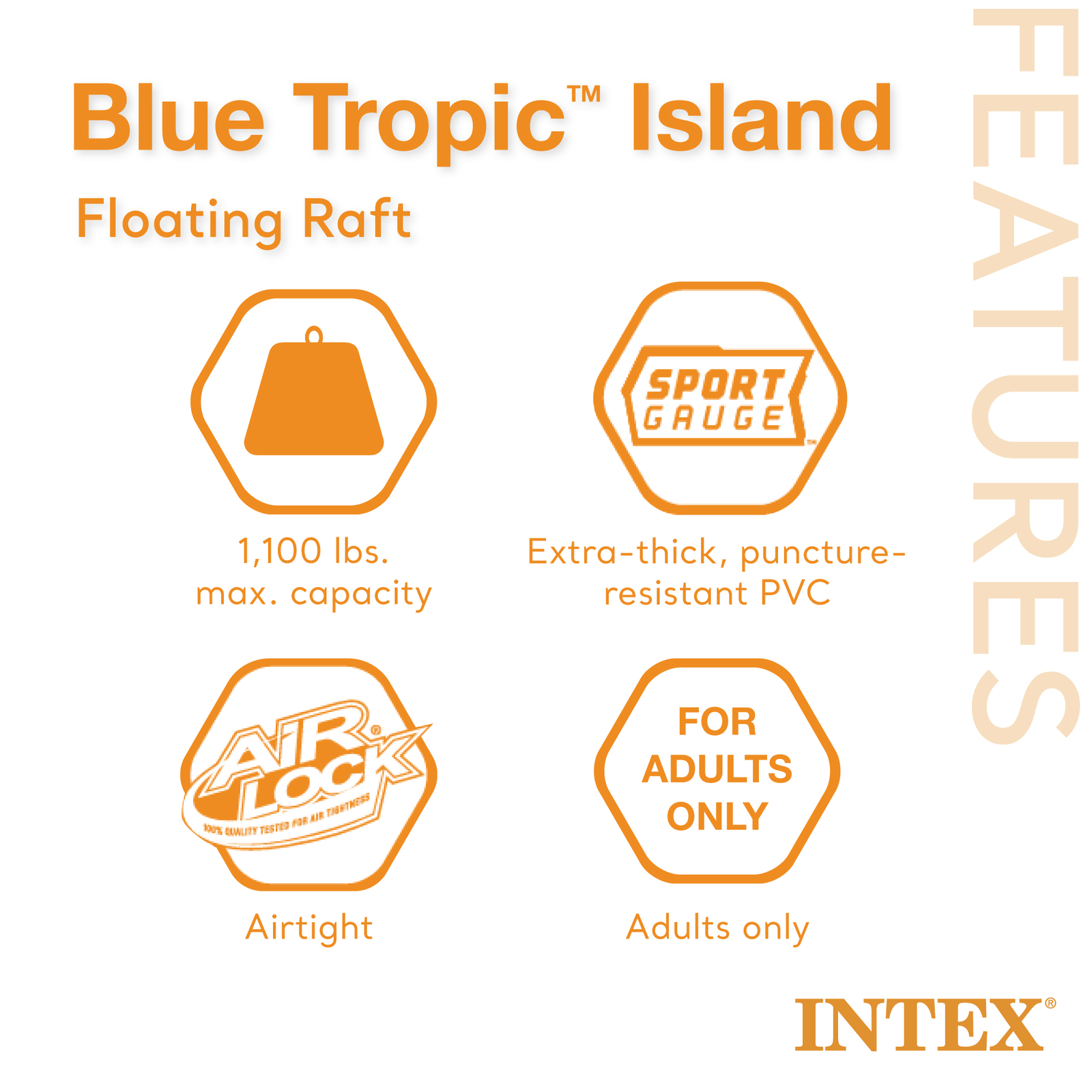Intex 57272EP Blue Tropical Island 5 Seat Floating Lounge Raft for sale ...