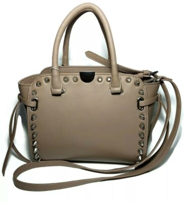 NWT $348 SORIAL Mini Taupe Brown Parker Studded Satchel Leather Handbag ...