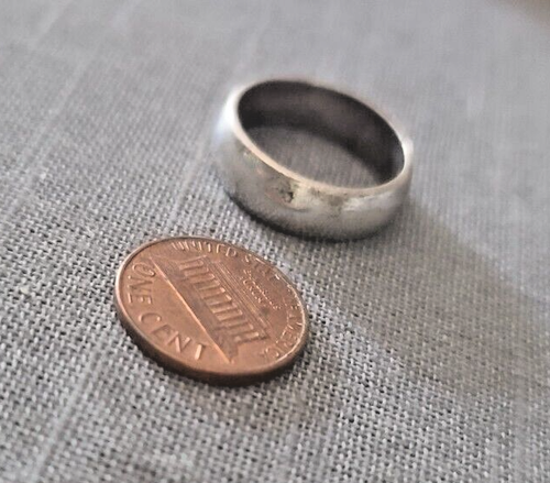 Sterling Silver Vintage Wide Hefty 7.7g Plain Band Ring Size 9 1/4 7mm ...
