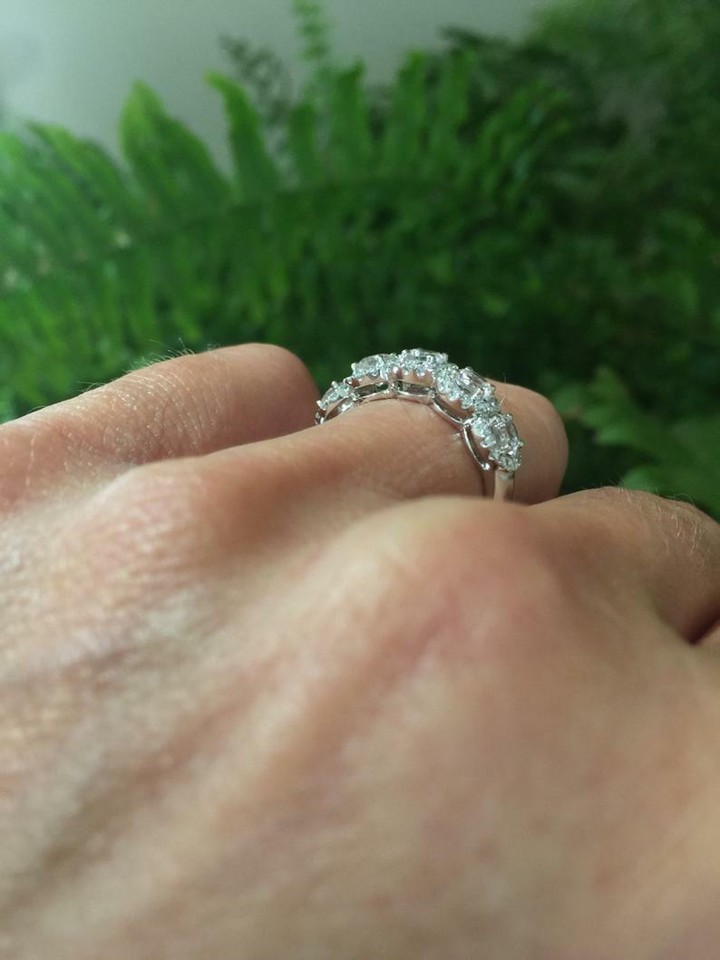 0.59CT Genuine Round Morganite, 0.28CT Genuine CZ Anniversary Band In 935 Silver | eBay