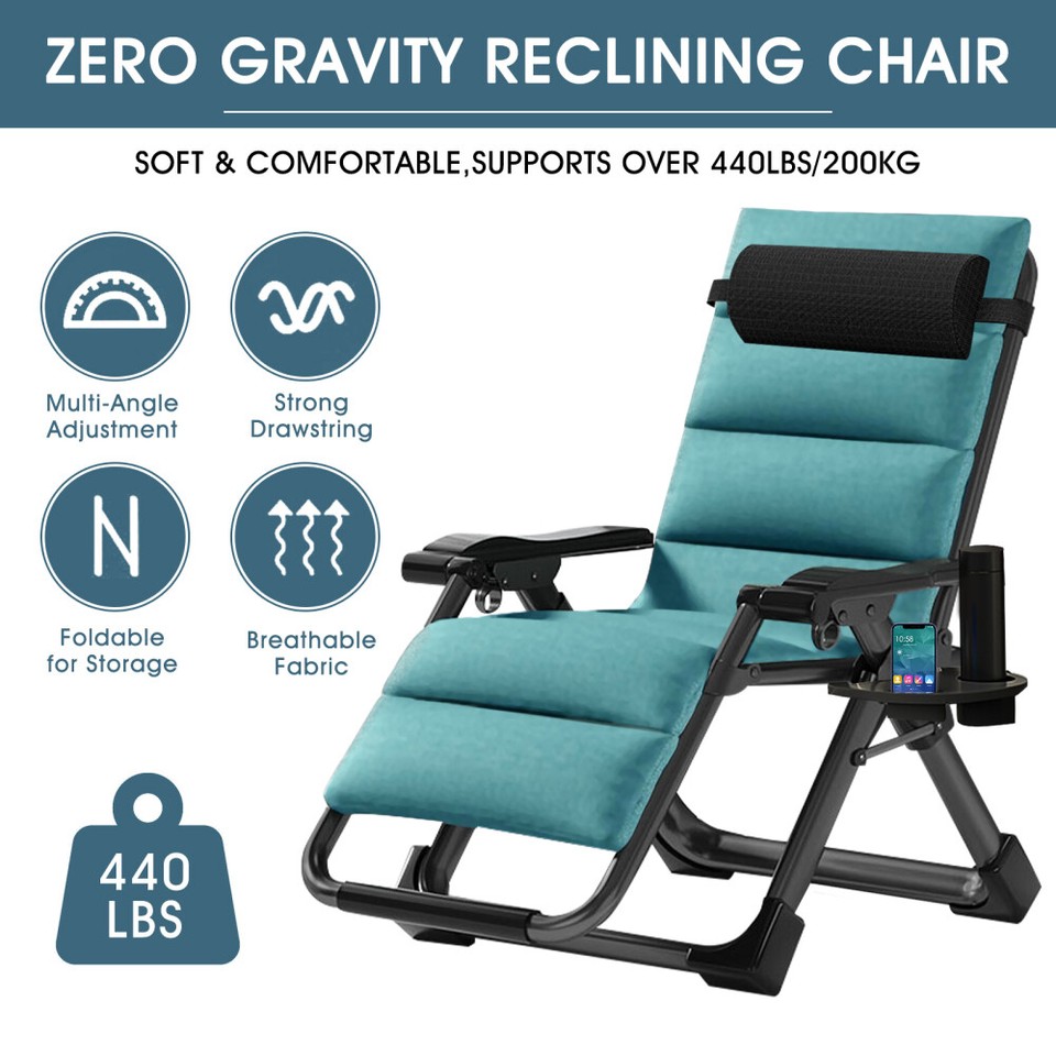 Zero Gravity Chair Foldable Lounge Chair W/ Cup Holder, Headrest ...