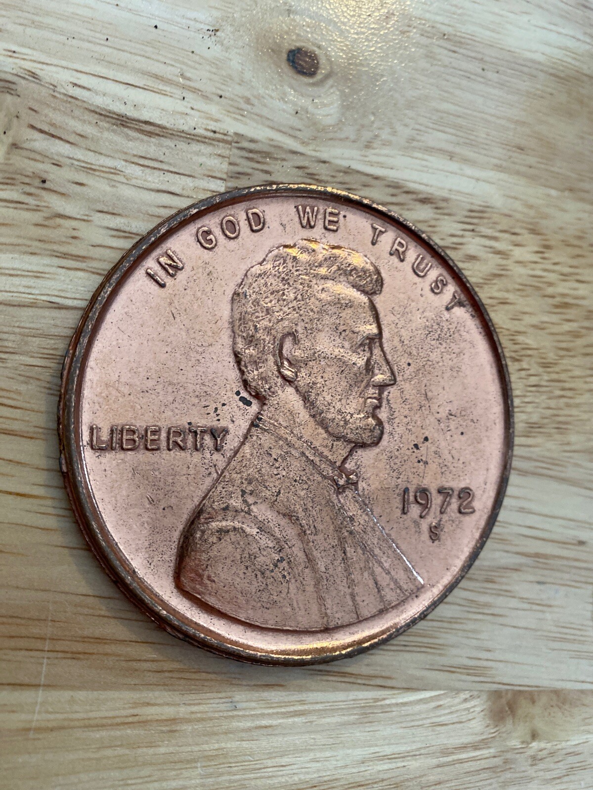 Abraham Lincoln Paperweight HUGE Penny Coin Metal Patina Copper Finish ...