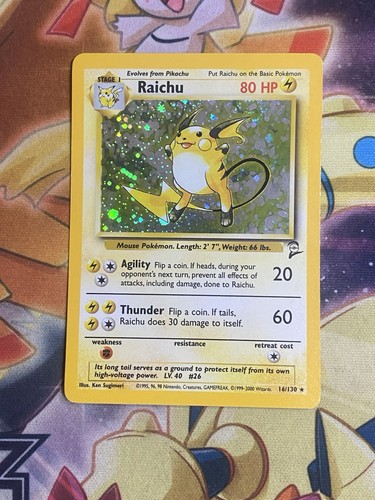 Raichu 16/130 Base Set 2 Near Mint Condition Pokémon Card Holo Swirl | eBay