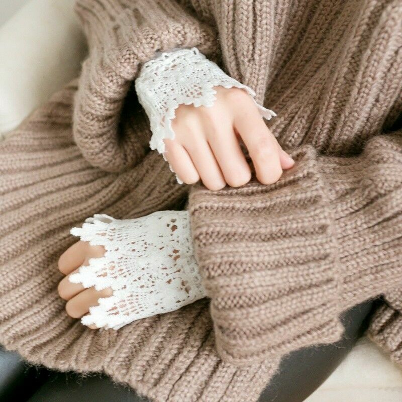 A Pair False Fake Sleeve Wrist Lace Cuffs Wristband Bracelet Victorian ...