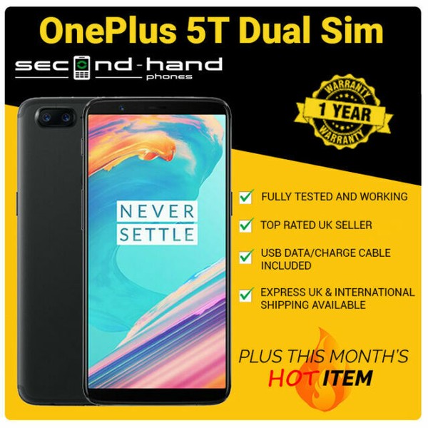OnePlus 5t A5010 8 128gb Midnight Black 16 20mp NFC Dual SIM Android ...