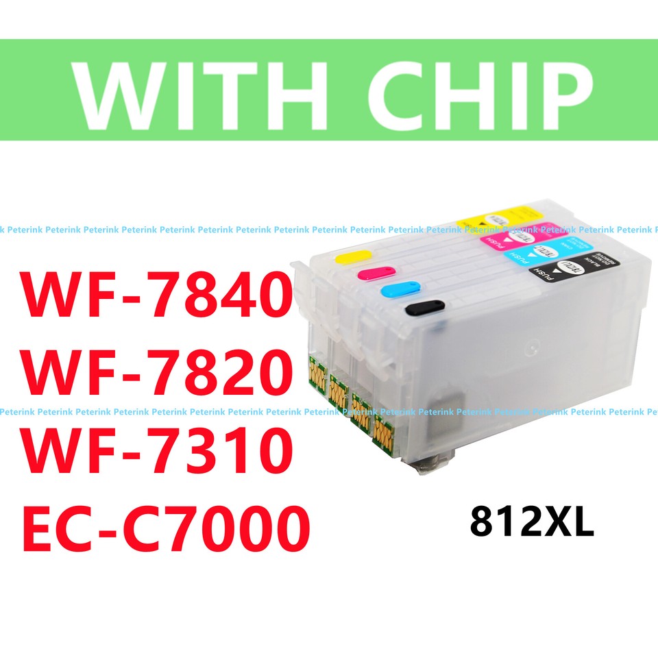 Refillable Ink Cartridge T812 812 XL with chip for WF7840 WF7820 WF7310 ...