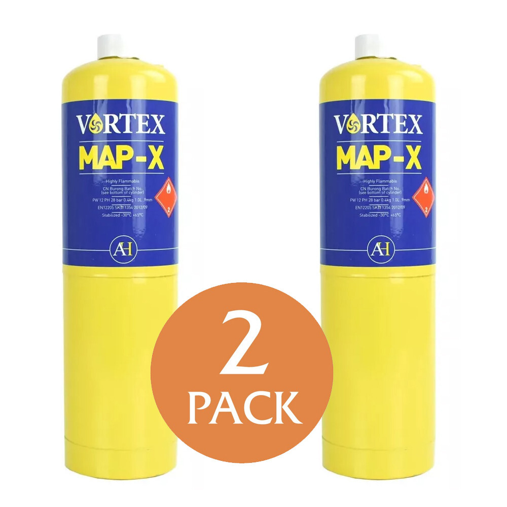 2 x Vortex Mapp Map X Gas Cylinder Plumbing Soldering 400g For Blow ...