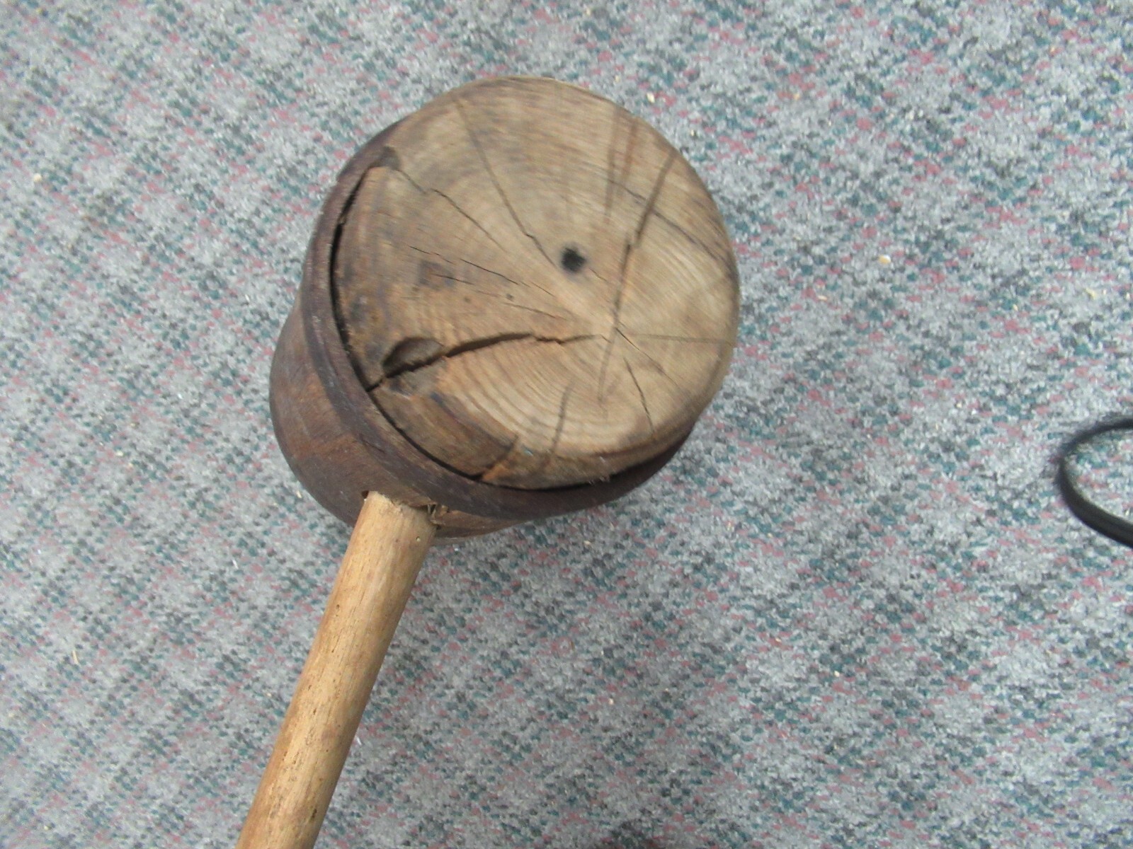 ANTIQUE double banded circus MAUL LARGE mallet commander wood SLEDGE ...