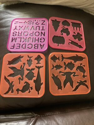Tupperware Tracing draw Art Stencils Set Of 4 Letters Animals Shapes | eBay