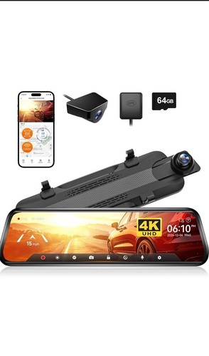 WOLFBOX G930 4K 10" WIFI Rear View Mirror Camera WDR, Dash Cam Front ...