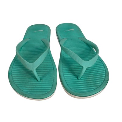 Nike Women’s 7 Solarsoft Thong 2 Teal Blue Flip Flops Sandals Rubber ...