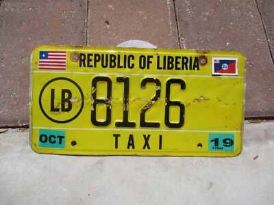 Liberia 2019 TAXI license plate # 8126 | eBay