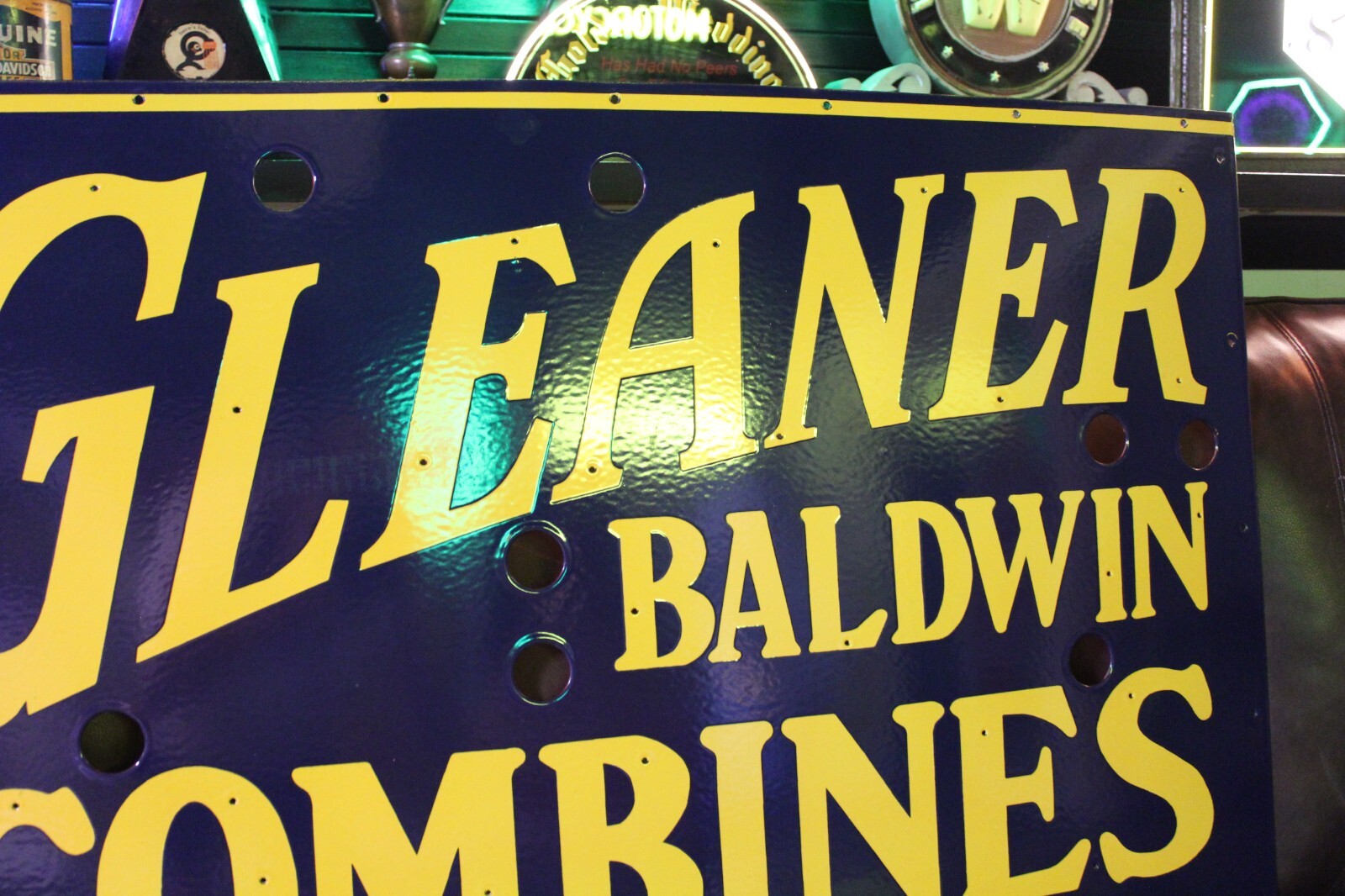 GLEANER BALDWIN COMBINES DEALER PORCELAIN METAL NEON SIGN SKIN FARM ...