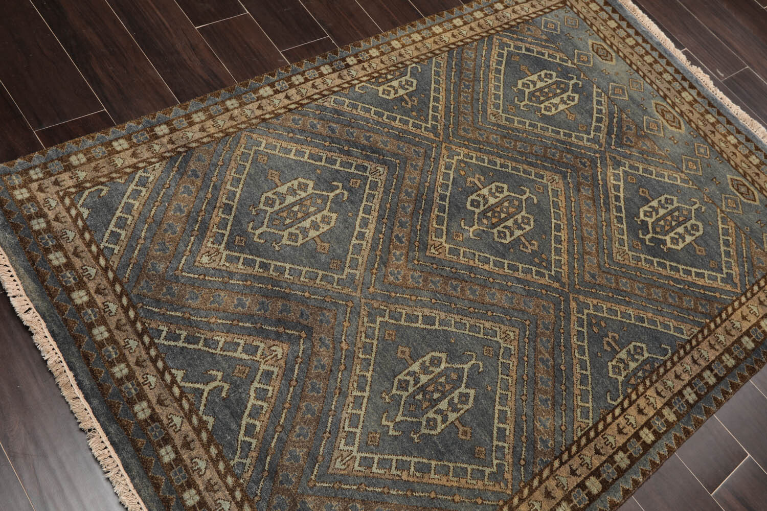 3'11''x6'0" Blue Hand Knotted Traditional Oushak Wool Oriental Area Rug ...