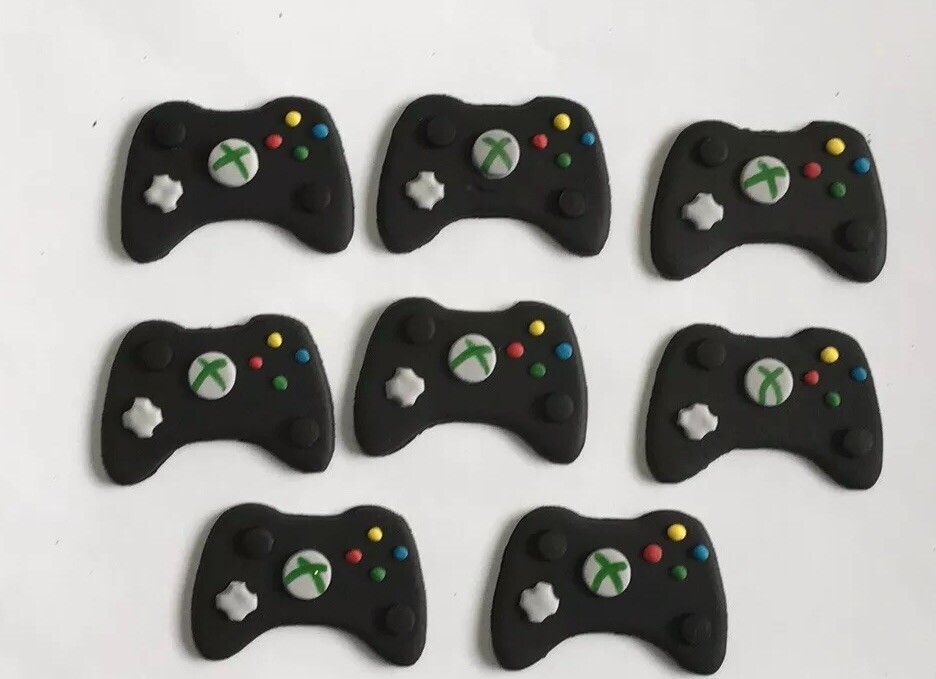 XBOX CONTROLLER CUP CAKE TOPPERS EDIBLE X 12 ON DISC - APPROX 6.5CM ...