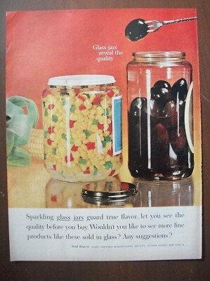 1961 VTG Orig Magazine Ad Sparkling Glass Jars Guard True Flavor You ...