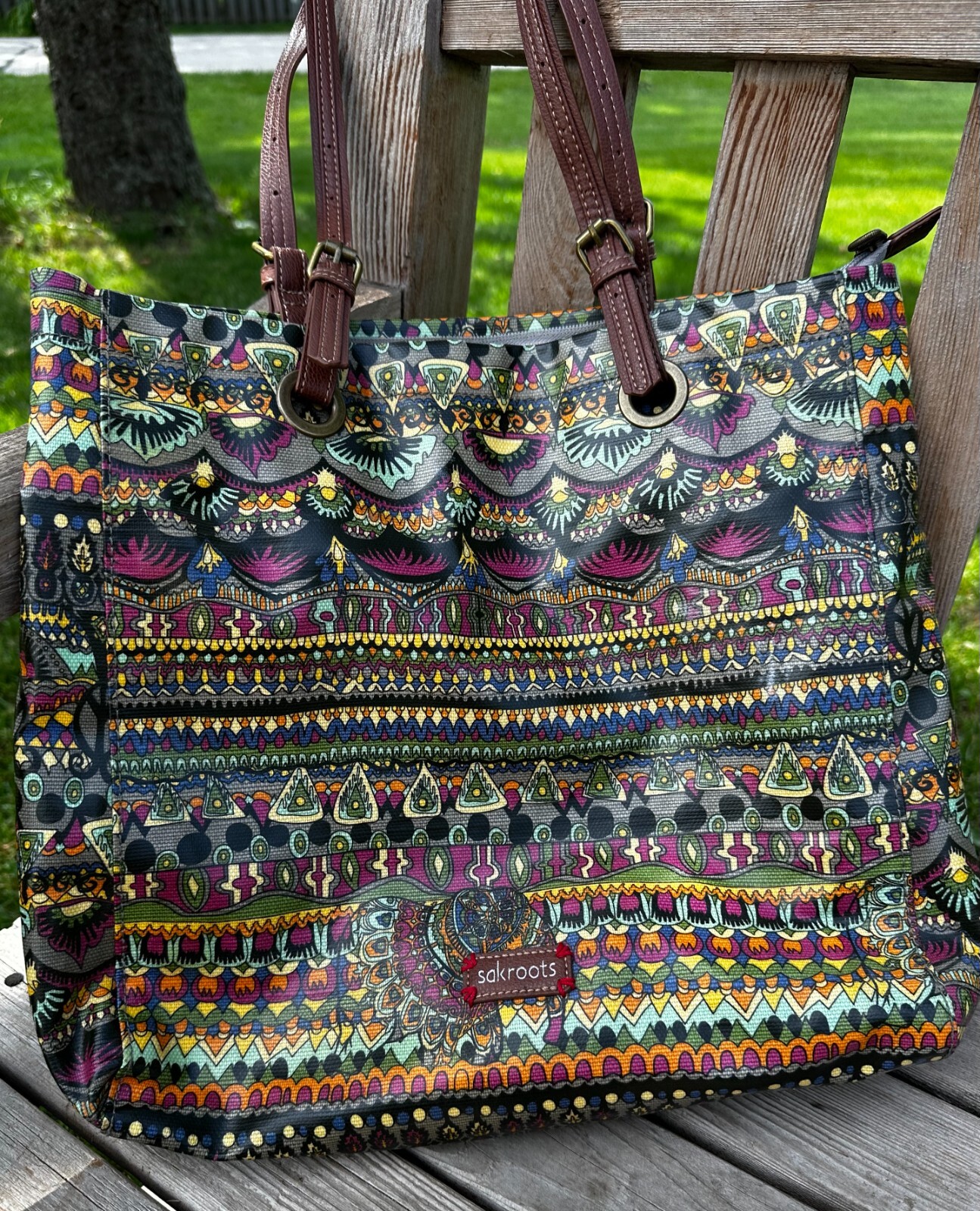 Sak Roots Large Multi Colored Shoulder Bag Purse Tote | eBay