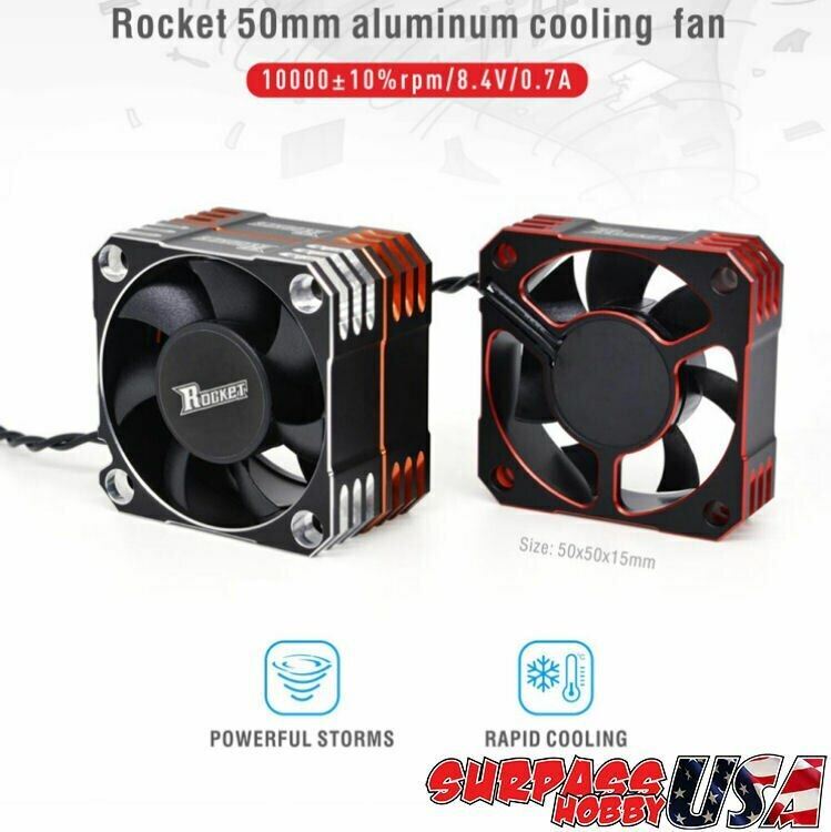 Surpass Hobby USA Rocket Orange 50mm Aluminum Cooling Fan 10,000 RPM ...