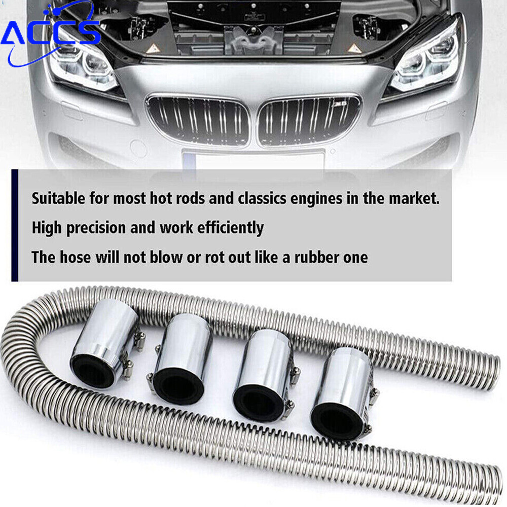 48 In Stainless Steel Universal Radiator Flexible Coolant Water Hose w ...