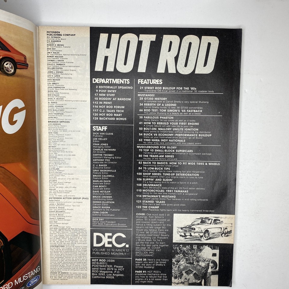 Hot Rod Magazine Original Vintage December 1980 Low Buck Mustangs ...