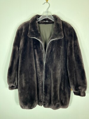 Sporty SHEARED BEAVER fur jacket Women's Large dark brown Outstanding ...