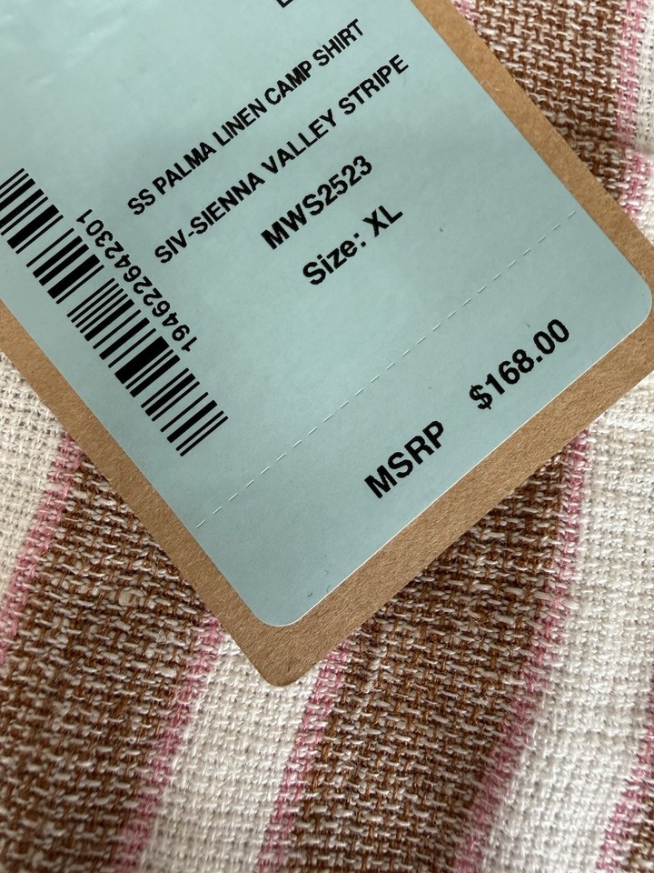 FAHERTY PALMA LINEN CAMP SHIRT SIV SIENNA VALLEY STRIPE MENS XL NEW | eBay