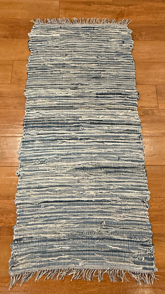 Woven Upcycled Denim Rag Rug Runner New 61" x 28" | eBay