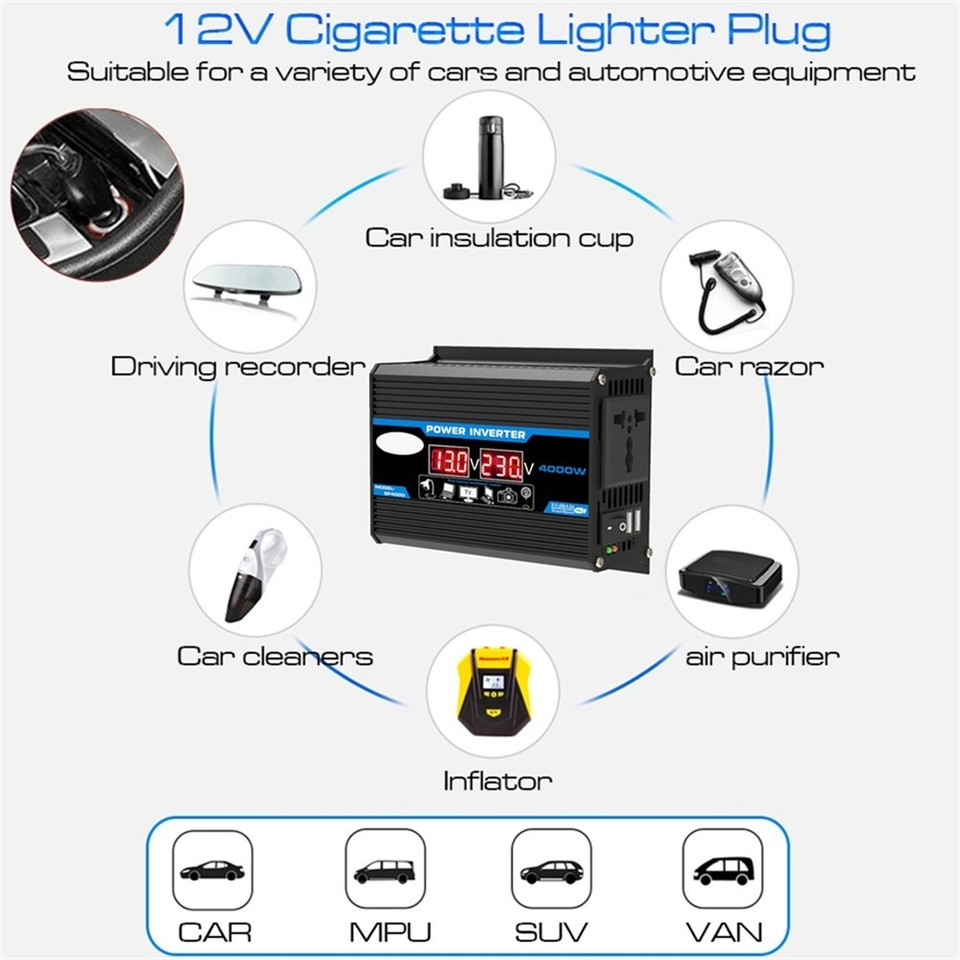 AC V Car Sine Wave Converter DC V Dual USB Car Sine Wave Converter DC V ...