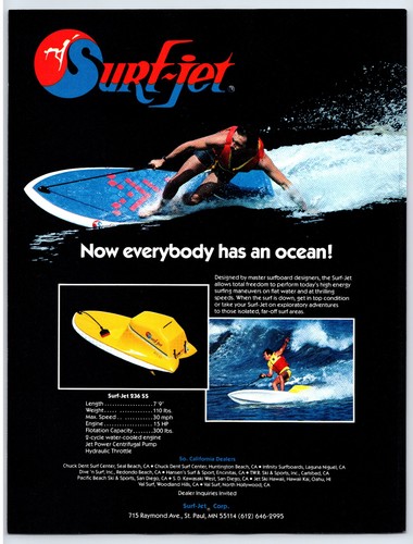 Vintage Print Ad 1982 Surf Jet Board Designs Ski Motor 8.25" x 10.75 ...
