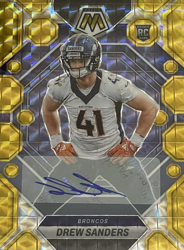 2023 Panini Mosaic - Rookies Gold Mosaic Prizm Autographs #318 Drew ...