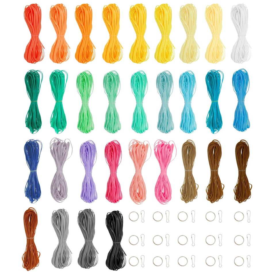 31 Colors Lanyard Gimp String Boondoggle Kit for 15 Keychains, 40 Ft ...