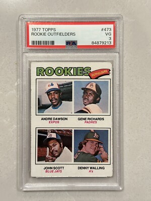 1977 Topps - Rookie Outfielders #473 Walling, Richards, Scott, Dawson ...