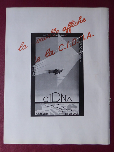 10/1931 COMPAGNIE CIDNA NAVIGATION AERIENNE PARIS ISTANBUL ORIGINAL ...