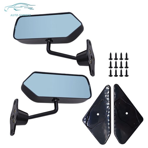 Glossy Black Front Side View Mirrors Bracket Racer Retro F1 Style Pair ...