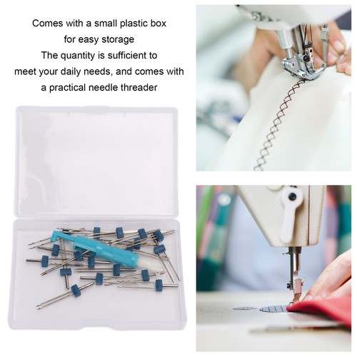 18Pcs Sewing Machine Needle Double Needles Set With Threader(Blue ...