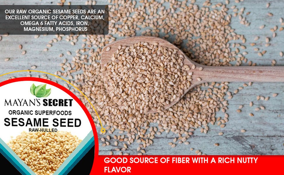Mayan's Secret - Raw Hulled Sesame Seeds Organic 2lbs, Parve, Vegan ...