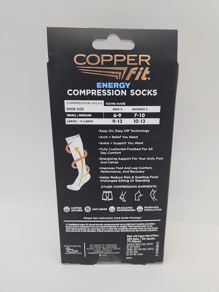 Copper Fit Energy Compression Socks Size L/XL - Black 754502041657 | eBay