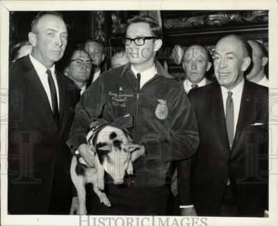 1966 Press Photo Governor Karl Rolvaag, Martin Annexstad & Gary Swenson ...