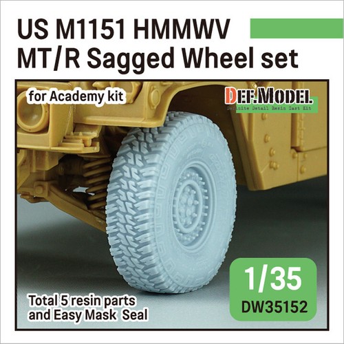 DEF. MODEL DW35152 , US M1151 HMMWV MT/R Sagged wheel set (for Academy ...