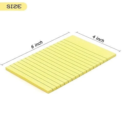 Early Buy 6 Pads Lined Sticky Notes with Lines 4x6 Extra Large, Yellow ...