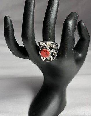 Handmade Alpaca Silver Ring, Howlite Stone, Adjustable, Size | eBay