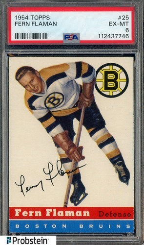 1954 Topps Hockey #25 Fern Flaman Boston Bruins PSA 6 EX-MT | eBay