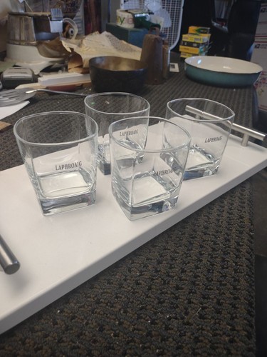 LAPHROAIG Scotch Whiskey Glass Bar Ware Rocks Single Malt LoBall Heavy ...