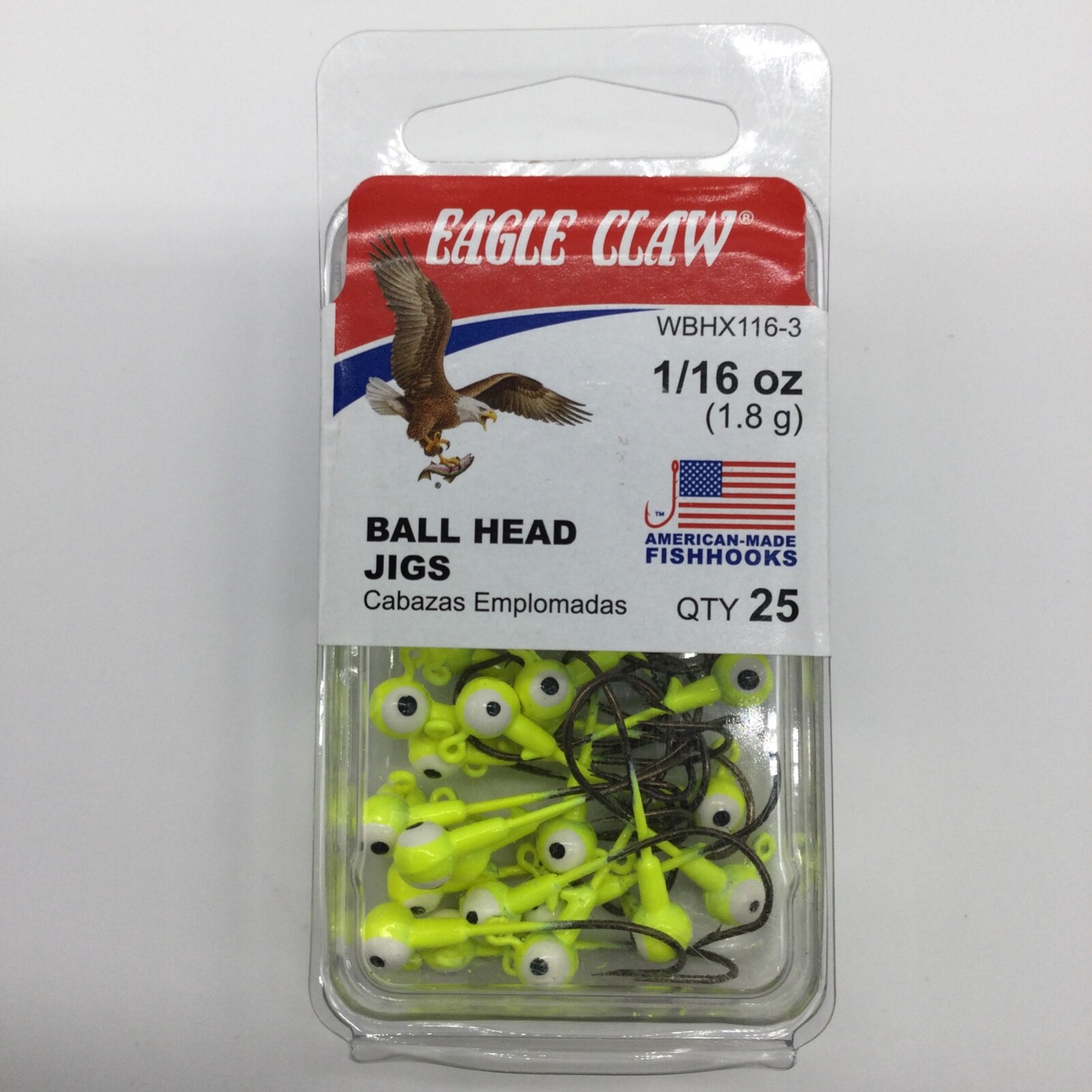 Eagle Claw 25cnt. 1/16oz Chartreuse Ball Head Jigs WBHX116-3 | eBay